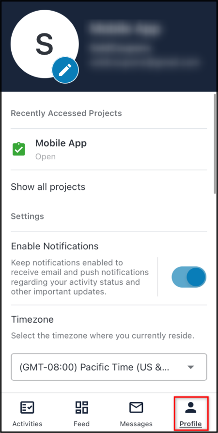 Profile Section (Mobile App) – Digital Diaries